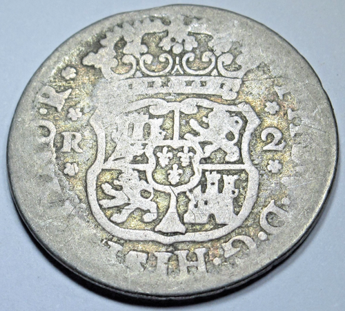 1746 Mexico 2 Reales Genuine Spanish Two Bits 1700's Pirate Treasure ...