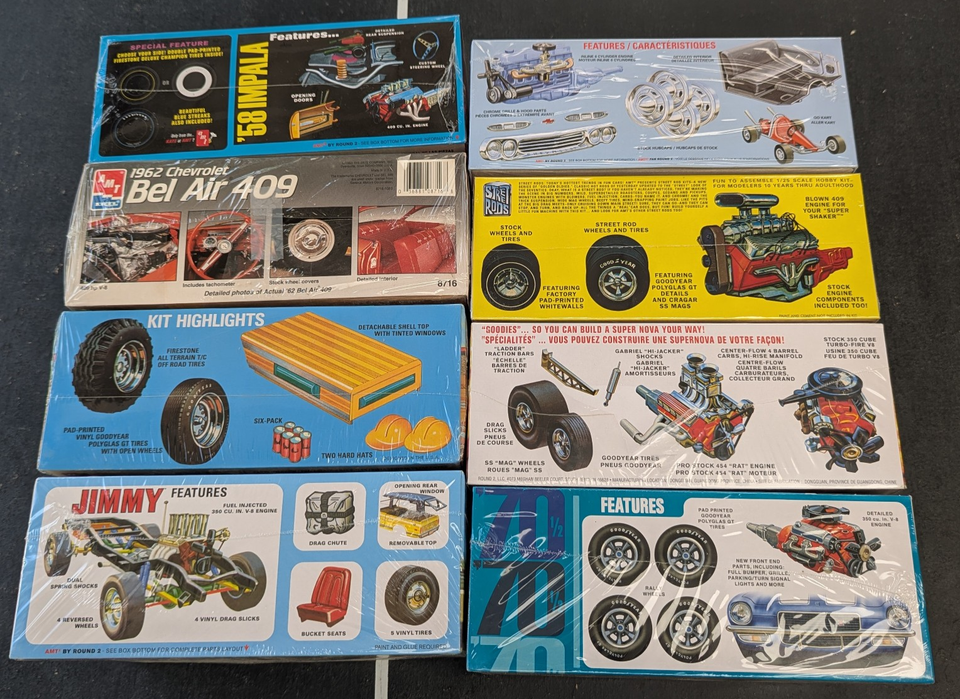 Lot of 8 Cool Chevys!! (+ a GMC Jimmy) All sealed new AMT kits - 1/25th ...