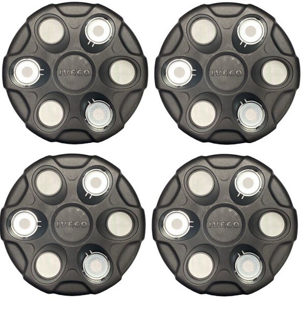 "FITS IVECO DAILY (2014>) 6 HOLE BLACK WHEEL HUB TRIM COVERS BP110 ...