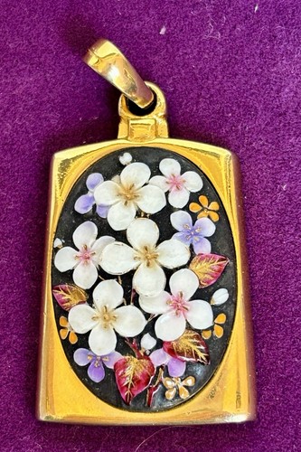 Toshikane Arita Porcelain Gold Tone Pendant Japan Flowers | eBay