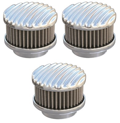 (Set/3) Polished Finned 2 Barrel Air Cleaners - Show Quality 94, 97 ...