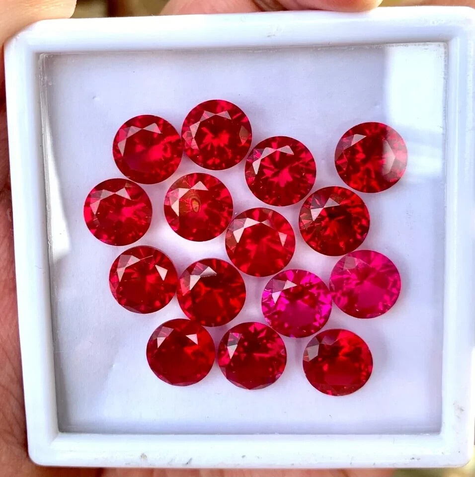 15 Pcs Natural Red Ruby Round Cut 6 mm Loose Gemstone IDGL Certified U1 ...