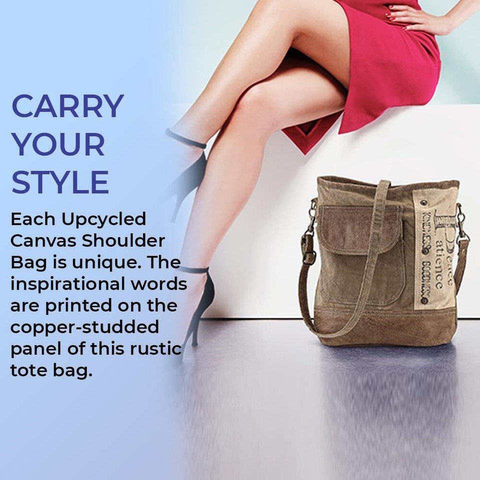 SAGEFINDS Upcycled Canvas Shoulder Bag | Earth Friendly Tote ...