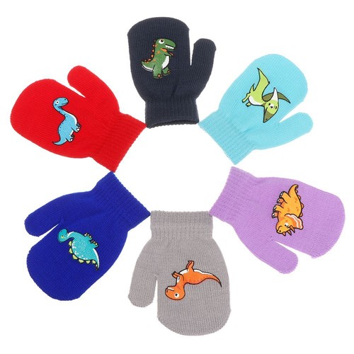 Sports Dinosaur Winter Warm Thickened Full Finger Baby Mittens Kids ...