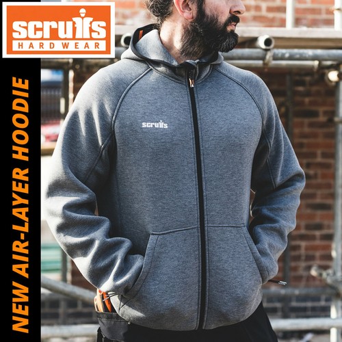 Scruffs Hoodie Trade Air Layer Full Zip Work Hoody Fleece Jacket in ...