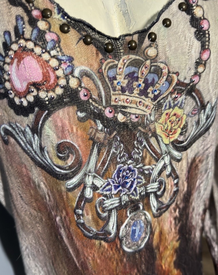 Passion Concept Y2K Crown Roses Rhinestones Laced See Through Large | eBay