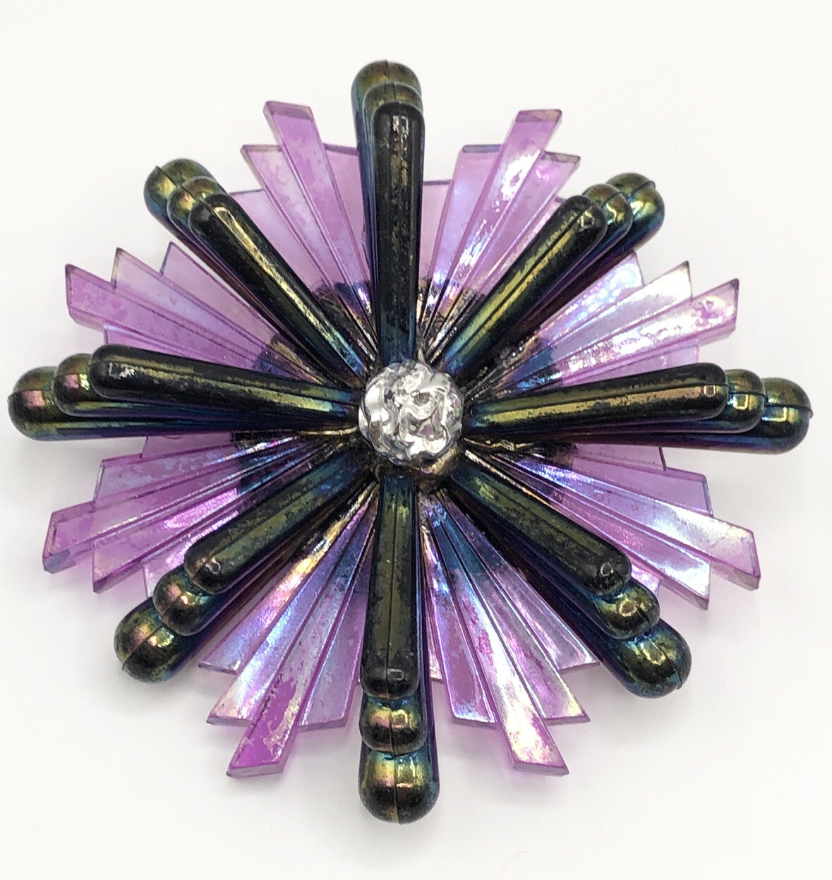 Vintage Large Plastic Lucite Flower Iridescent Three … - Gem