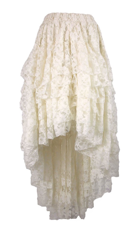 Skirt Women's Long Lace Layered Ruffles Renaissance Victorian Pirate ...