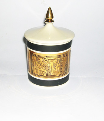 Wade England China - Finial Lidded Pot - Abstract Design in Gold/Black ...