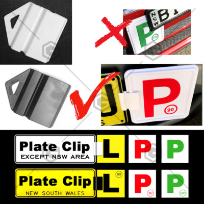 Black White Clip It On Plate Clips for Car NO Licence and p/l plate ...