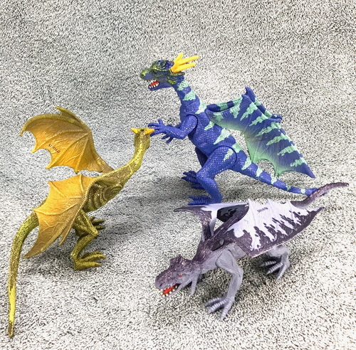 Lot of 3 Kid Galaxy Dragon Action Figures - Poseable Toys Fantasy ...