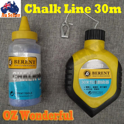 30M CHALK Line GEAR DRIVE CHALK SNAP LINE with Powder 115G Blue ...