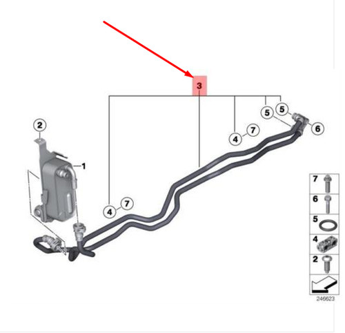 BMW X3 F25 TRANSMISSION OIL COOLER LINE HOSE 17227601763 7601763 NO ...
