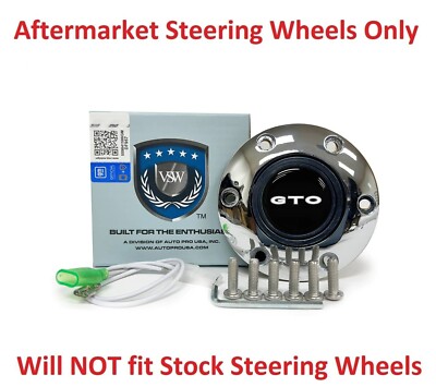 Chrome Steering Wheel 6 Hole Horn Button w/ Pontiac GTO Script Emblem ...