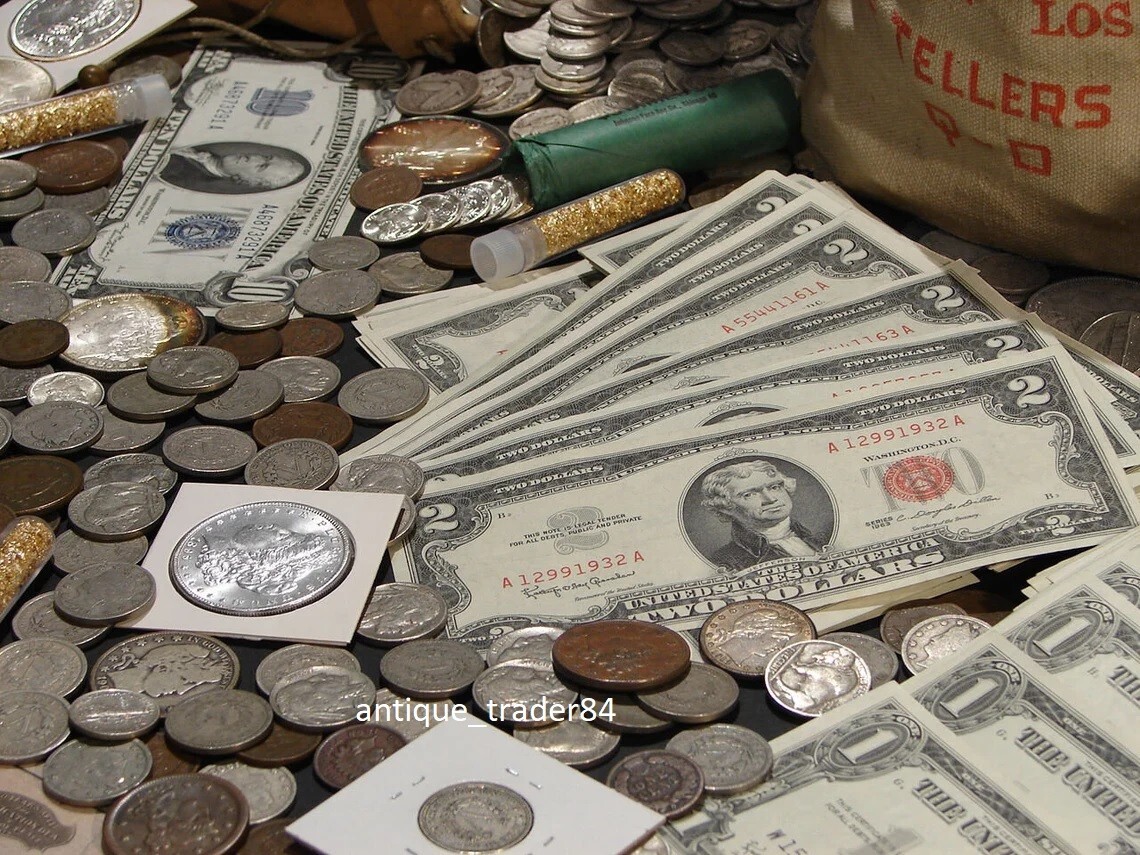 Estate Lot Sale - Old US Coins Gold / Silver / Currency / WWII 100 ...