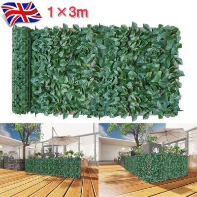3M Roll Artificial Hedge Garden Fake Ivy Leaf Privacy Fence Screening ...