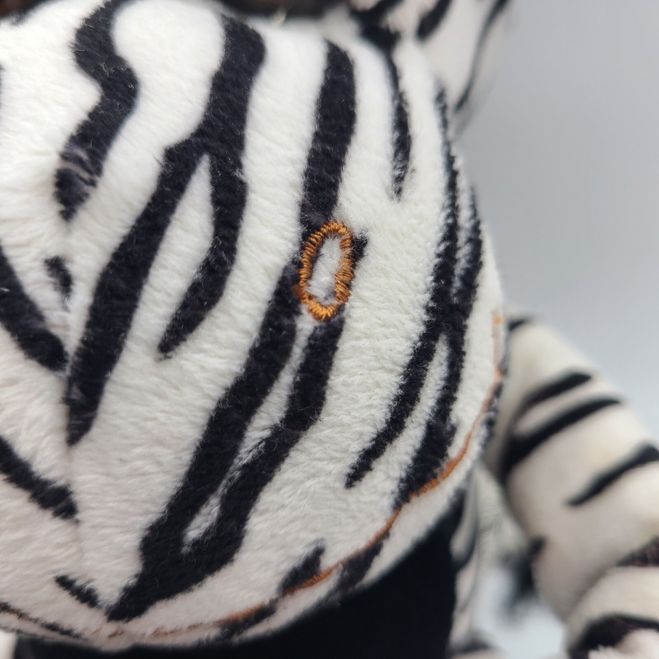 Rinco Zebra Plush Black White Stripe 2009 Stuffed Animal Toy Adjustable ...