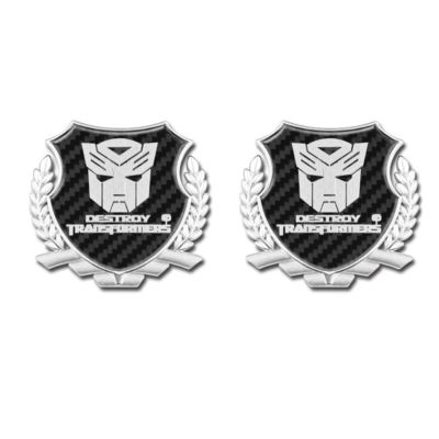 2x Silver Fender Transformers Autobot Badge Logo Rear Trunk Lid Emblem ...