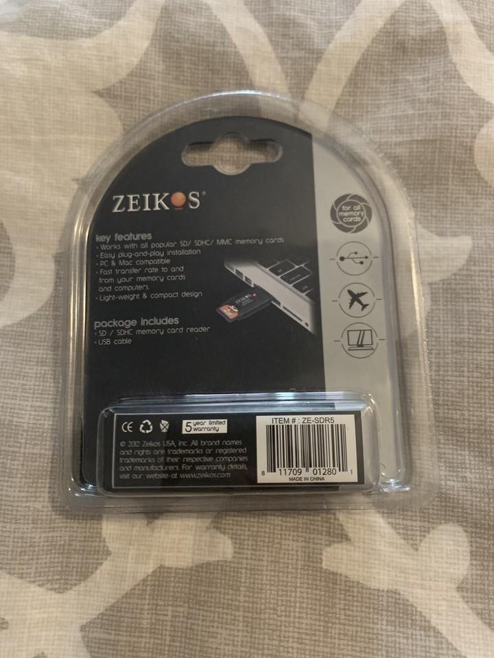 ZEIKOS - SECURE DIGITAL CARD READER / WRITER FOR SDHC / MMC - BRAND NEW ...