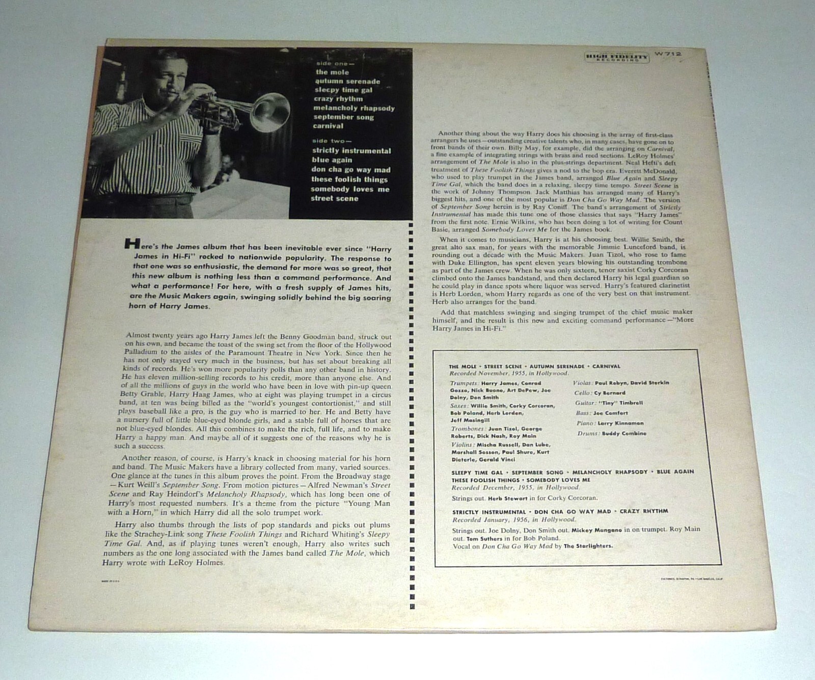 VINYL LP by HARRY JAMES "more in hi_fi" (1956) JAZZ / CAPITOL RECORDS W ...