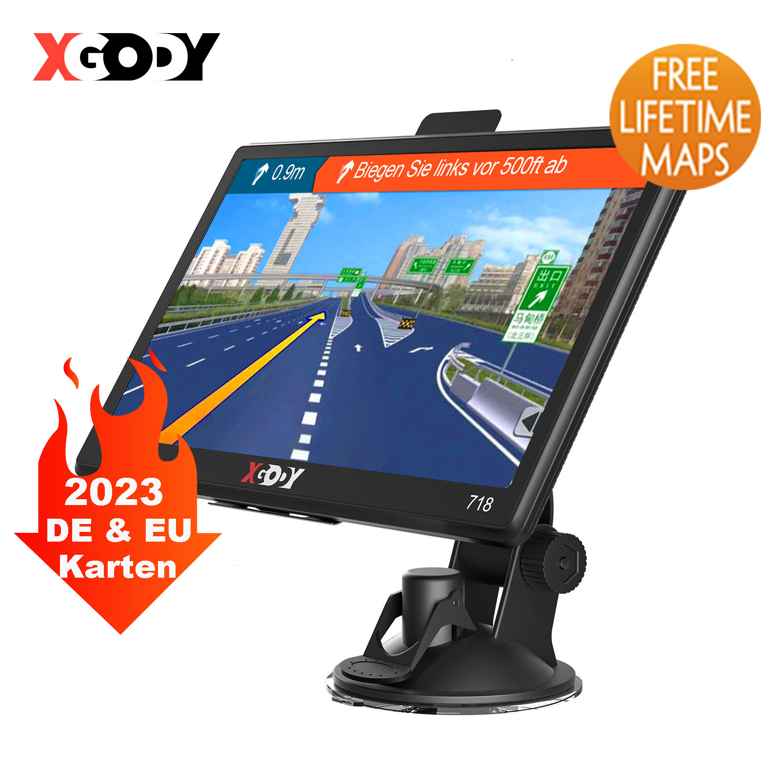 XGODY 7'' Inch Truck GPS SAT NAV FOR Car HGV LGV Lorry Speed Warning ...