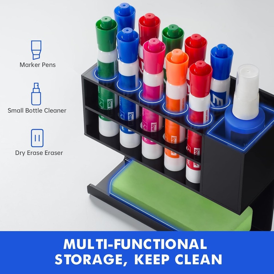 Black Magnetic Dry Erase Marker Holder for Whiteboard, Acrylic Magnet ...