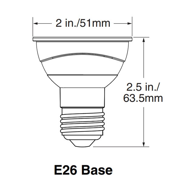 USHIO 7W PAR16 LED E26 Narrow Flood 25 3000K Warm White Light Bulb ...