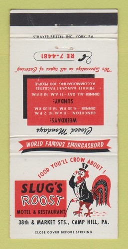 Matchbook Cover - Slug's Roost Camp Hill PA WEAR 30 Strike | eBay UK