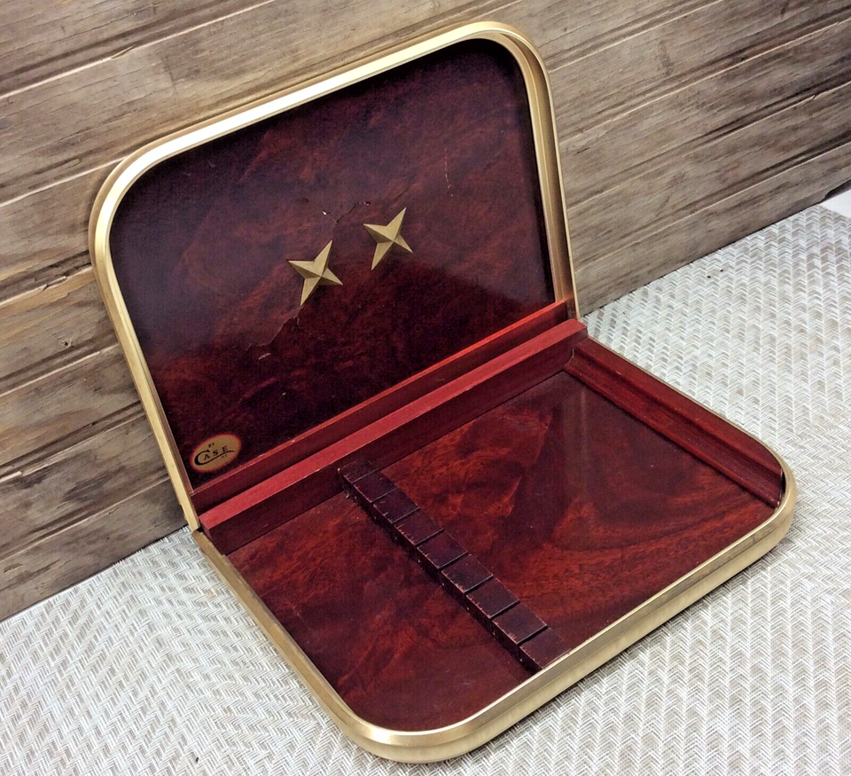 Vtg Case XX Knife Display Travel Case Wood W/Gold Tone Aluminum Trim ...