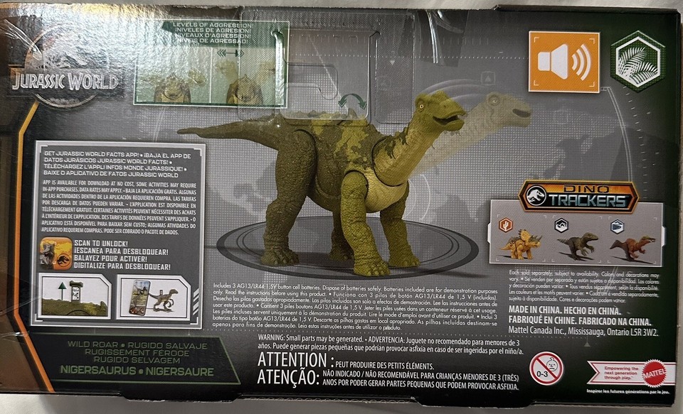 Mattel Jurassic World Dino Trackers Nigersaurus Dinosaur Roar Sound ...