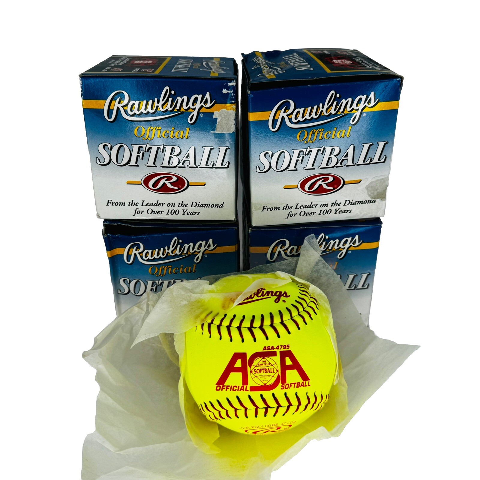 RAWLINGS ASA12Y47L Leather Softballs YELLOW 12 Inch Lot of 4 | eBay