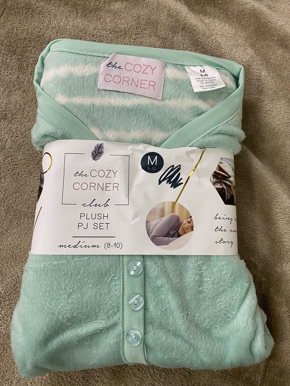The Cozy Corner Club Women's Aqua Plush PJ Pajama Set. New Small (4-6 ...