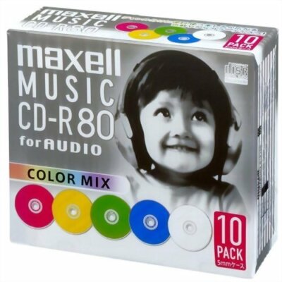 Maxell CDRA80MIX.S1P10S Blank CD-R Audio Music CDR 80min Color Mix ...