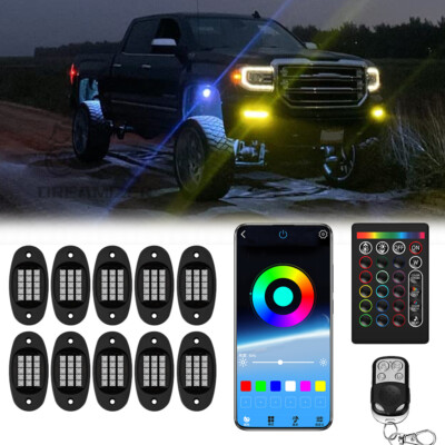 For GMC Sierra 1500 2500HD RGB LED Rock Underglow Wheel Lights Neon ...