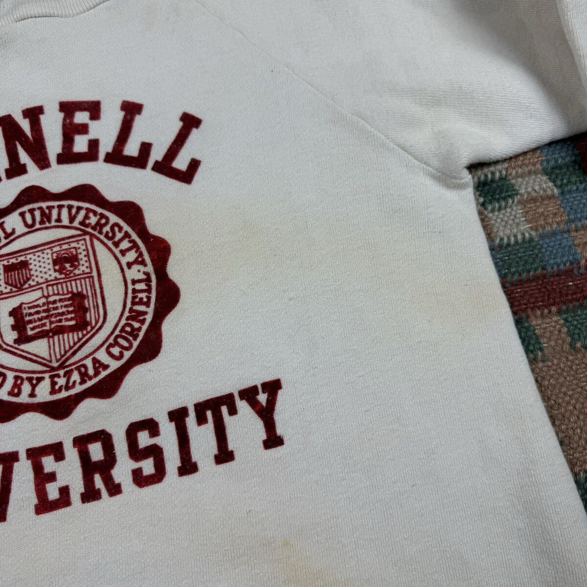 Vintage 60s Cornell University Flock Print College Crewneck Vintage 60s Cornell University Flock Print College Crewneck
