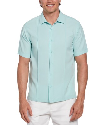 Cubavera Men Regular fit Short Sleeve Button-Up Shirt Small Blue Solid ...