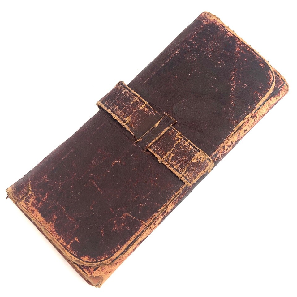 Antique Victorian Railroad Wallet Ticket Stamps Holder Brown Leather ...