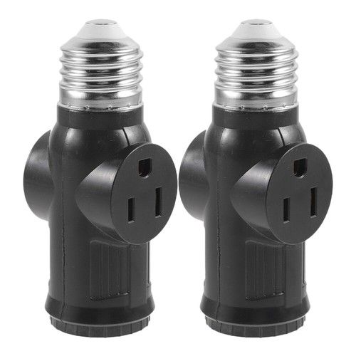 2 Pcs Light Bulb with Plug Outlet 3 Prong Socket Adapter | eBay