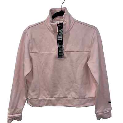 Puma Pathfinder Half Zip Women’s Crop Logo Sweatshirt in Blush Pink ...