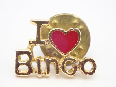 I Love Bingo Heart Gold Tone Vintage Lapel Pin | eBay