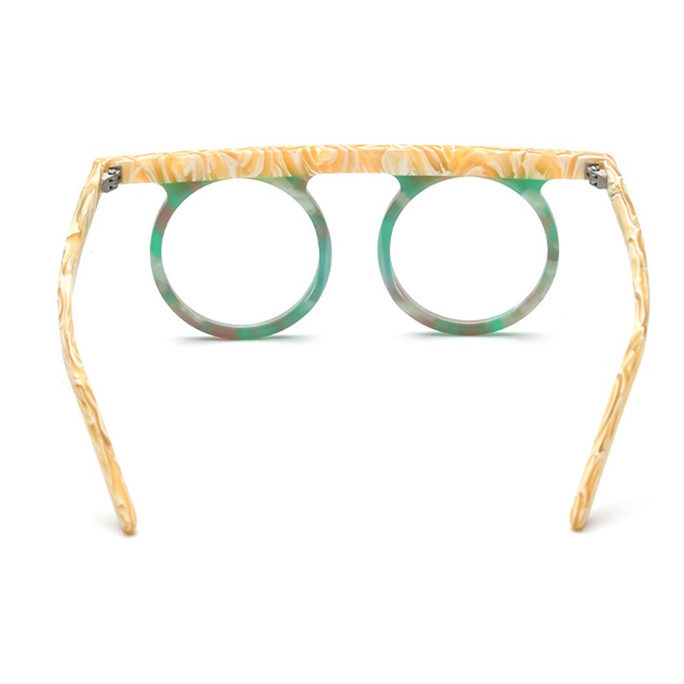 Round Frosted Plate Eyeglass Frames Mixed-color Eyebrow Spectacles ...