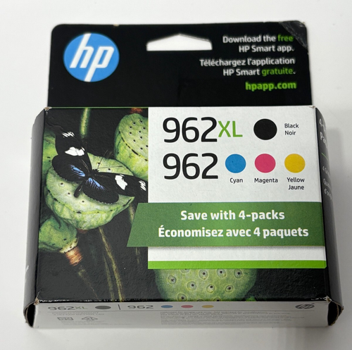 Genuine 4-Pack HP 962XL Black & 962 Color Ink Officejet PRO 9010 Sealed ...