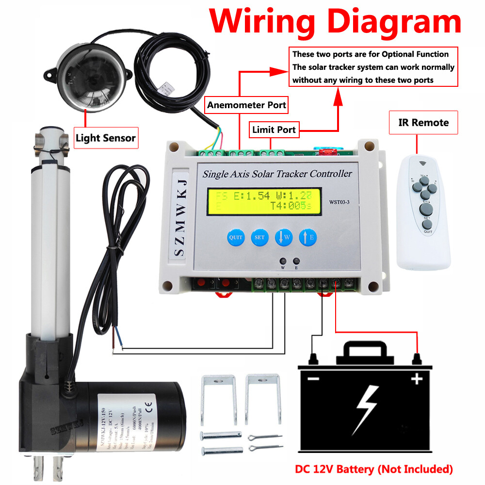 Complete 1KW LCD Single Axis Solar Tracker Kit 6000N Solar Panel ...