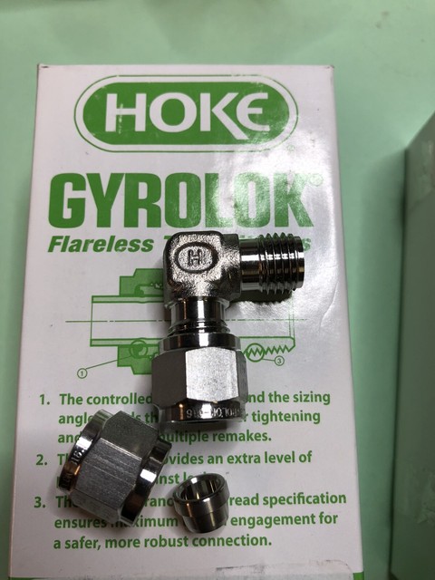 Bag of 4 HOKE 4LU316 Gyrolok 1/4in Tube Stainless 90deg Elbow for sale ...