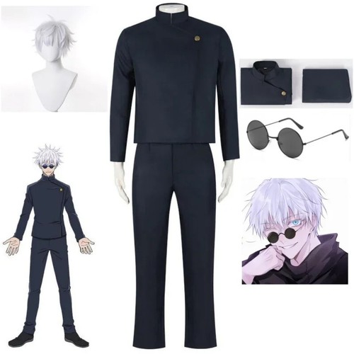Anime Jujutsu Kaisen Gojo Satoru Cosplay Top Pants Glasses High School ...