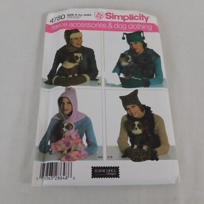 Simplicity 4780 Pattern Fleece Accessories Hat Mittens Scarf Dog ...