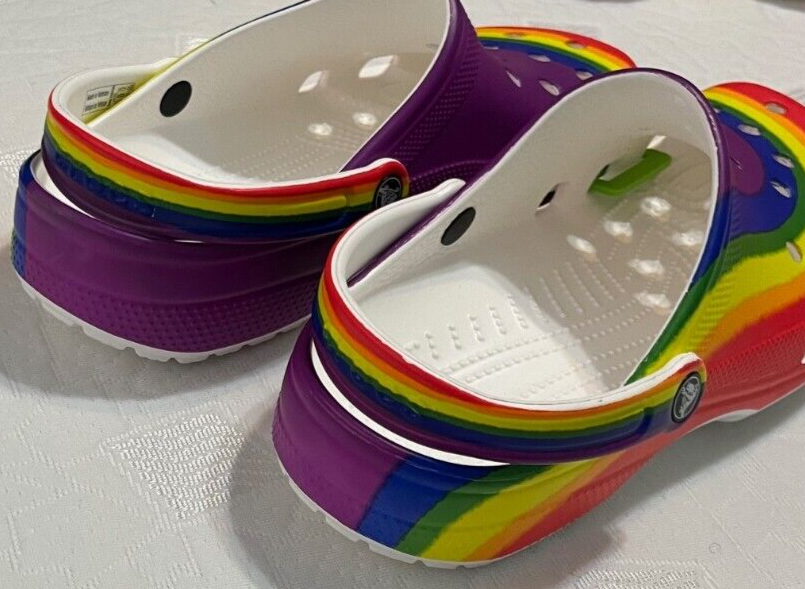 Crocs Men's Classic Clog Rainbow Dye Pride Lightweight Multi Color sz ...