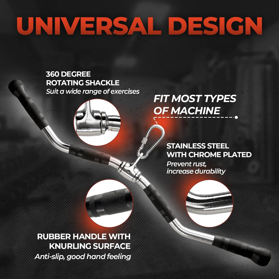 Yes4All Wide Grip Curl LAT Pull down Bar Attachments Rubber Handgrips ...