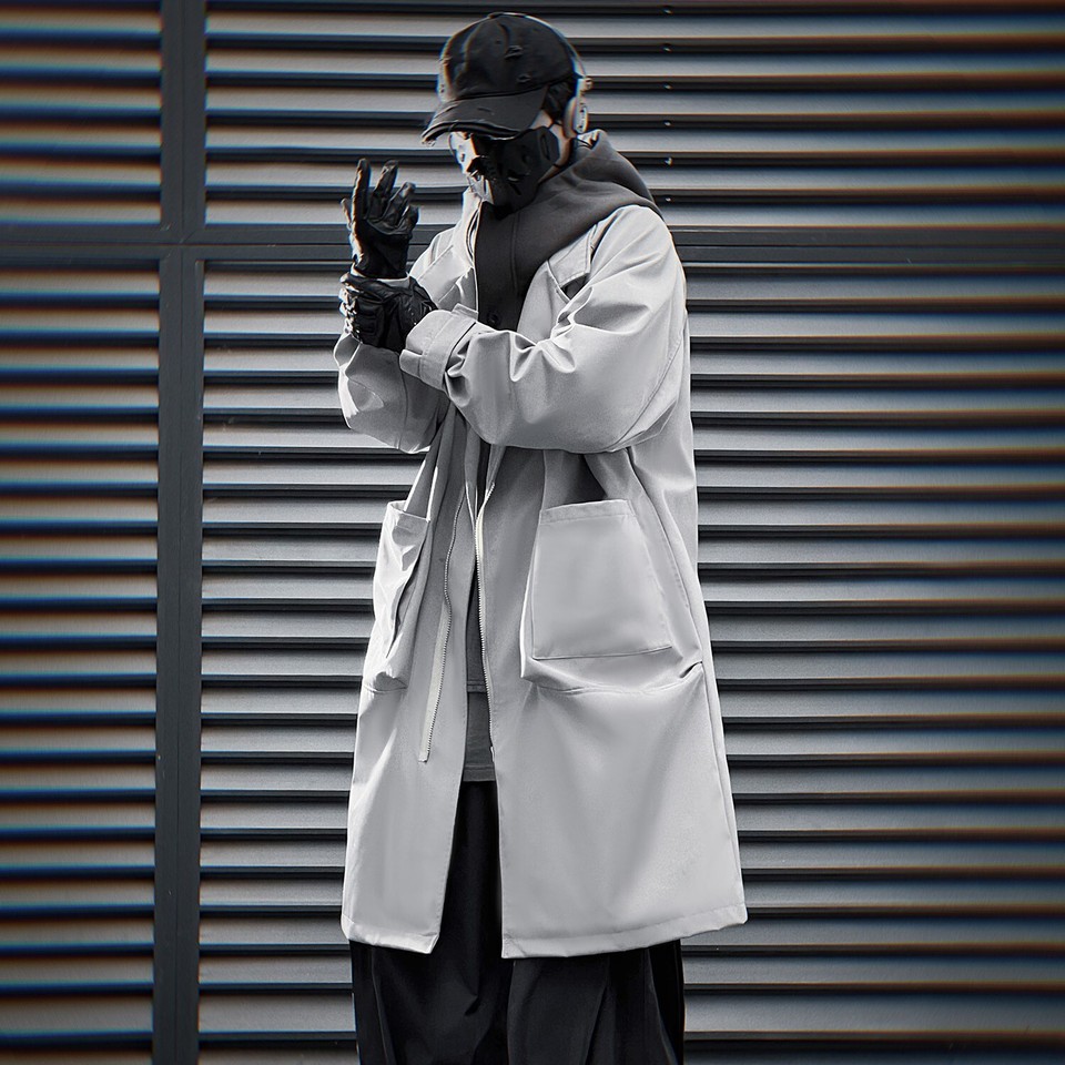 Niepce Men's Urban Techwear Streetwear Trench Coat with Hoodie | eBay