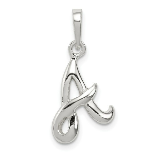 Sterling Silver Fancy Cursive Script Letter A Initial Charm Pendant 0. ...